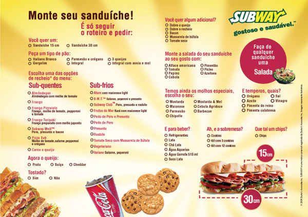 Cupom Subway | R$ 10 | Maio 2017 | Verifique! - Picodi Brasil