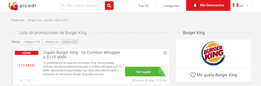 Cupones Burger King | 45 MXN | Noviembre 2022 | ¡Mirá!